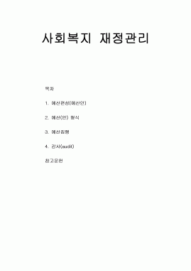 사회복지 재정관리 - 예산편성(예산안), 예산(안) 형식, 예산집행, 감사(audit)-1페이지