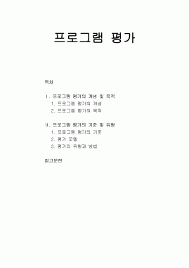 프로그램 평가의 개념과 목적 및 프로그램 평가의 기준과 유형-1페이지