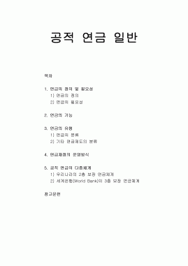 공적 연금 일반 - 연금의 정의 및 필요성, 연금의 기능 및 유형, 연금재정의 운영방식, 공직 연금의 다층체계-1페이지