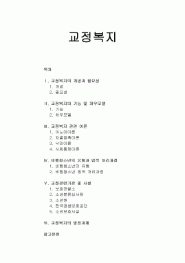 교정복지 - 교정복지의 개념과 필요성 및 기능, 교정복지의 처우모델과 관련 이론, 비행청소년의 유형과 법적 처리과정, 교정관련기관 및 시설, 교정복지의 발전과제-1페이지