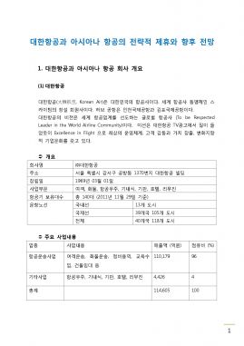 대한항공과 아시아나 항공의 전략적 제휴와 향후 전망-1페이지