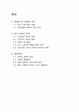 청년 실업 문제 (실태, 문제점, 노동시장의 상황, 청년 실업의 원인, 노동공급 변화, 노동수요 변화, 일자리, 노동시장, 인프라 부족, 해결방안)-1페이지