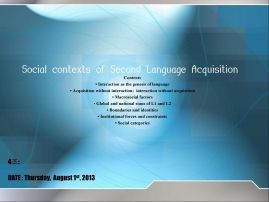 [교육론] Social contexts of Second Language Acquisition.PPT자료-1페이지