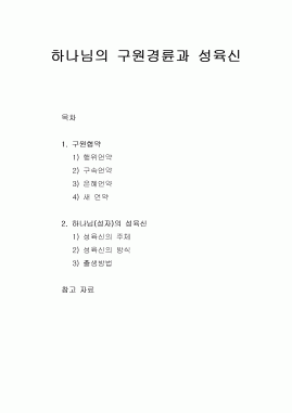 하나님의 구원경륜과 성육신 - 구원협약(행위언약, 구속언약, 은혜언약, 새 언약), 하나님(성자)의 성육신(성육신의 주체, 성육신의 방식, 출생방법)-1페이지