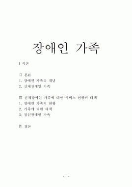 장애인가족(개념, 신체장애인, 장애인가족현황, 대책, 정신장애인가족)-1페이지