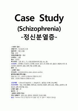 [정신간호학][Schizophrenia][정신분열증]케이스스터디(Case Study)-1페이지