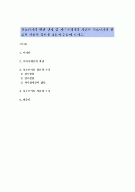 청소년기의 발달 단계 중 ‘자아정체감의 개념’과 ‘청소년기의 심리적 사회적 특성’에 대하여 논하여 보세요.-1페이지