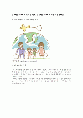 유아다문화교육의 필요성, 현황, 유아다문화교육의 효율적 운영방안 : 다문화가족, 개념, 목표, 필요성, 내용, 방법, 환경 구성, 다문화유아교사의 자질과 역할, 다문화가정 현황, 효율적 운영방안-1페이지