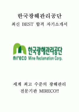 한국광해관리공단 MIRECO 최신 BEST 합격 자기소개서!!!!-1페이지