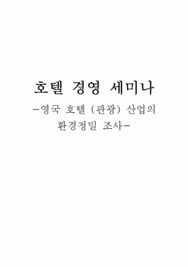 호텔 경영 세미나 -영국 호텔 (관광) 산업의 환경정밀 조사 -1페이지