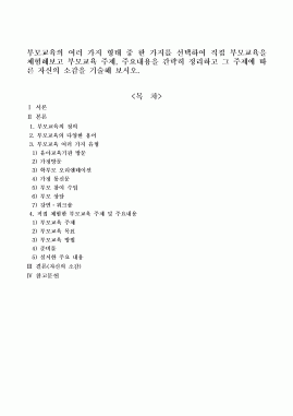 부모교육의 여러 가지 형태 중 한 가지를 선택하여 직접 부모교육을 체험해보고 부모교육 주제, 주요내용을 간략히 정리하고 그 주제에 따른 자신의 소감을 기술해 보시오.-1페이지