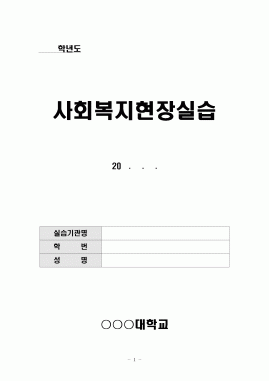 [사회복지현장실습] 노인전문요양센터, 노인전문지원센터 사회복지현장실습 전체세트(기관분석보고서, 실습생프로파일, 사례관리계획서, 수급자상태욕구평가기록지, 실습종결평가서, 사회복지실습일지)-1페이지