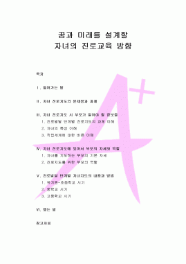 꿈과 미래를 설계할 자녀의 진로교육 방향 (자녀 진로지도의 문제점과 과제, 자녀 진로지도에 있어서 부모의 자세와 역할, 진로발달 단계별 자녀지도의 내용과 방법)-1페이지