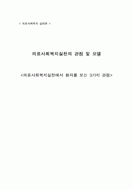 [의료사회복지 실천론] 의료사회복지실천의 관점 및 모델 <의료사회복지실천에서 환자를 보는 3가지 관점>-1페이지