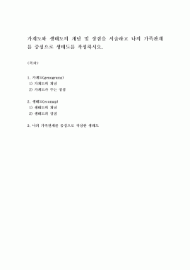 가계도와 생태도의 개념 및 장점을 서술하고 나의 가족관계를 중심으로 생태도를 작성. (가계도의 개념, 장점 & 생태도의 개념, 장점)-1페이지