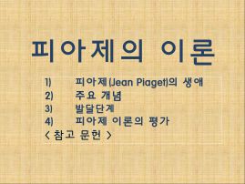 피아제(Jean Piaget)의 생애와 이론, 주요개념, 발달단계, 평가.PPT자료-1페이지