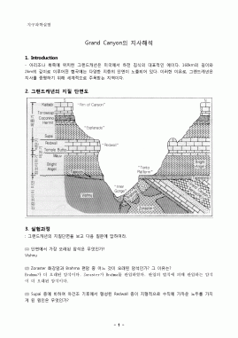 [지구과학실험] Grand Canyon(그랜드캐넌/그랜드캐니언)의 지사해석-1페이지