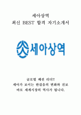 세아상역 영업부문 최신 BEST 합격 자기소개서!!!!-1페이지