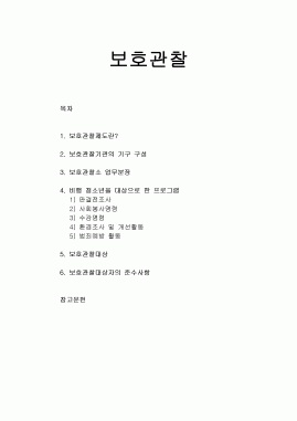 [사회문제론] 보호관찰 - 보호관찰제도의 개념과 보호관찰기관의 기구 구성 및 보호관찰소 업무분장, 비행 청소년을 대상으로 한 프로그램, 보호관찰대상과 준수사항-1페이지