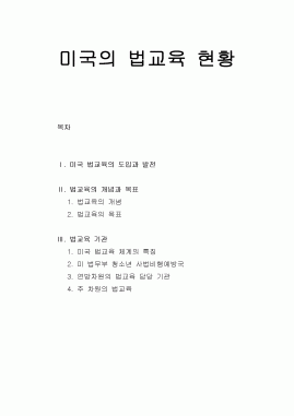 [법교육론] 미국의 법교육 현황 - 미국 법교육의 도입과 발전, 법교육의 개념과 목표, 법교육 기관-1페이지