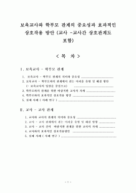 [추천레포트]보육교사와 학부모 관계의 중요성과 효과적인 상호작용 방안 (교사 -교사간 상호관계도 포함)-1페이지