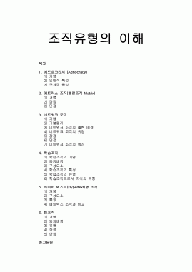 [행정학개론] 조직유형의 이해 - 에드호크라시(Adhocracy), 메트릭스 조직(행렬조직), 네트워크 조직, 학습조직, 하이퍼 텍스트형 조직, 팀조직-1페이지