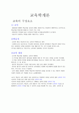 교육학개론 요약정리 (교육의 구성요소, 교육의 형태)-1페이지