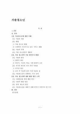 가출청소년(이해, 원인, 문제점, 해결방안) 보고서-1페이지