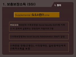 [SSI, SSDI] 보충보장소득, 사회보장장애보험, 국민기초생활보장제도 각각에 대한 분석 발표자료-1페이지