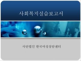 사회복지실습보고서 - 사단법인 한국여성상담센터 실습보고서 작성-1페이지