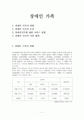 장애인 가족 (가족복지, 현황, 특성, 서비스현황, 장애인가족지원)-1페이지