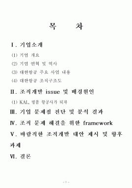 대한항공 [대한항공 기업소개, 대한항공 기업 개요, 대한항공 기업 연혁, 대한항공 역사, 대한항공 주요 사업 내용, 대한항공 조직구조도, 대한항공 기업 문제점, 대한항공 기업 진단, 대한항공 분석결과]-1페이지