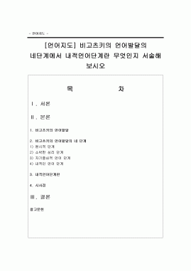 [언어지도] 비고츠키의 언어발달의 네단계에서 내적언어단계란 무엇인지 서술해 보시오 [내적언어]-1페이지