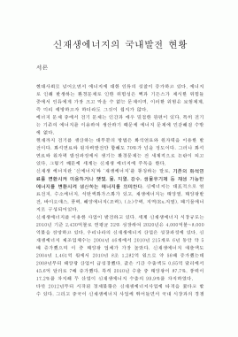 신재생에너지의 국내발전 현황과 특징 및 신재생 에너지 전망 레포트-1페이지