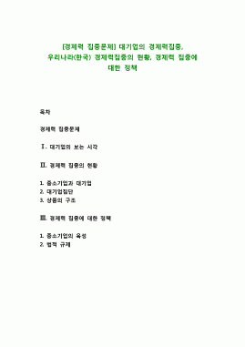 [경제력 집중문제] 대기업의 경제력집중, 우리나라(한국) 경제력집중의 현황, 경제력 집중에 대한 정책-1페이지