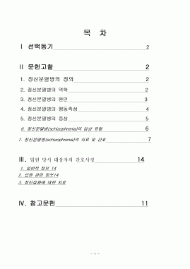 정신분열병(schizophrenia) 간호 케이스스터디 A+자료-1페이지