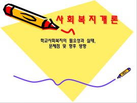 학교사회복지의 필요성과 실태,  문제점 및 향후 방향-1페이지