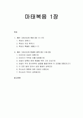 마태복음 1장 - 예수 그리스도의 족보(마태복음1장 1-17절), 예수 그리스도의 탄생의 경위(마태복음 1장 18-25절)-1페이지