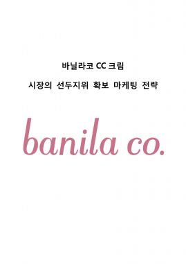 바닐라코(banila co) CC크림 시장선두지위 확보위한 마케팅조사 및 전략제안-1페이지