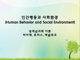 [인간행동과 사회환경 (Human Behavior and Social Environment)] 성격심리학 이론 - 피아제,로저스,매슬로우 (피아제 생애와 인지발달이론,로저스 생애와 현상학적 성격이론,마슬로우 생애와 동기위계이론).pptx-1페이지