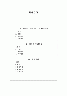 [행동장애] 주의력 결핍 및 과잉 행동장애, ADHD,적대적 반항장애, 품행장애의 정의, 원인, 특징, 치료방안, 판단기준
-1페이지