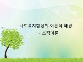 사회복지행정 조직이론(합리모형, 인간관계론, 상황이론, 체계이론 등) PPT자료-1페이지