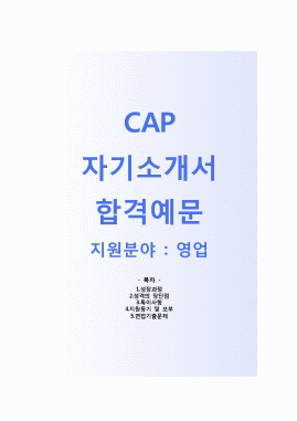 (CAP 캐프 자기소개서 + 면접기출문제) 캐프 (CAP 영업) 자소서 우수예문 [캐프자소서 CAP채용 지원동기첨삭항목]-1페이지