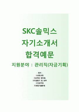 SKC솔믹스자기소개서 + 면접기출문제-SKC솔믹스(관리직자금관리) 자기소개서 합격예문 [SKC솔믹스자소서지원동기첨삭항목]-1페이지