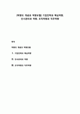 [역량의 개념과 역량모델]기업전략과 핵심역량, 인사관리와 역량, 조직역량과 직무역량-1페이지