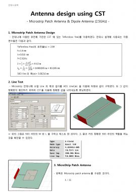 [안테나공학] Antenna design using CST- Microstrip Patch Antenna & Dipole Antenna (2-1페이지