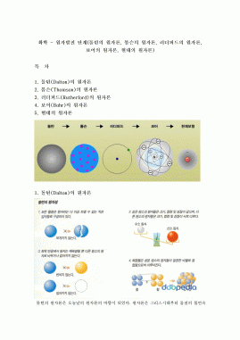 화학 -원자발전 단계(돌턴의 원자론, 톰슨의 원자론, 러더퍼드의 원자론, 보어의 원자론, 현대의 원자론)-1페이지