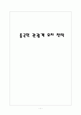 중국인 관광객 유치 전략-한류문화,관광마케팅사례,글로벌마케팅전략사례,브랜드마케팅,서비스마케팅,글로벌경영,사례분석,swot,stp,4p-1페이지