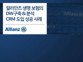 알리안츠생명보험-DW구축분석CRM도입성공사례,브랜드마케팅,서비스마케팅,글로벌경영,사례분석,swot,stp,4p-1페이지