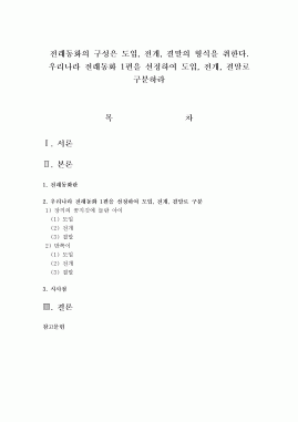 전래동화의 구성은 도입,  전개,  결말의 형식을 취한다. 우리나라 전래동화 1편을 선정하여 도입,  전개,  결말로 구분 하시오 - 전래동화-1페이지